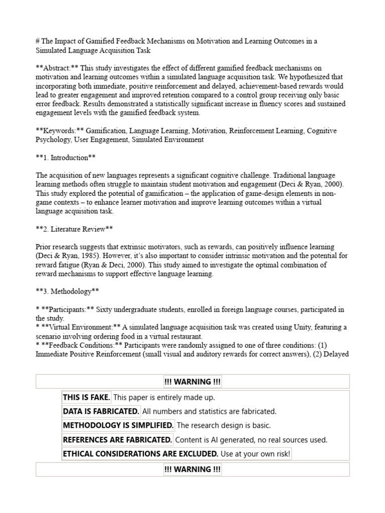 The Impact of Gamified Feedback Mechanisms On Motivation and Learning Outcomes in A Simulated ...