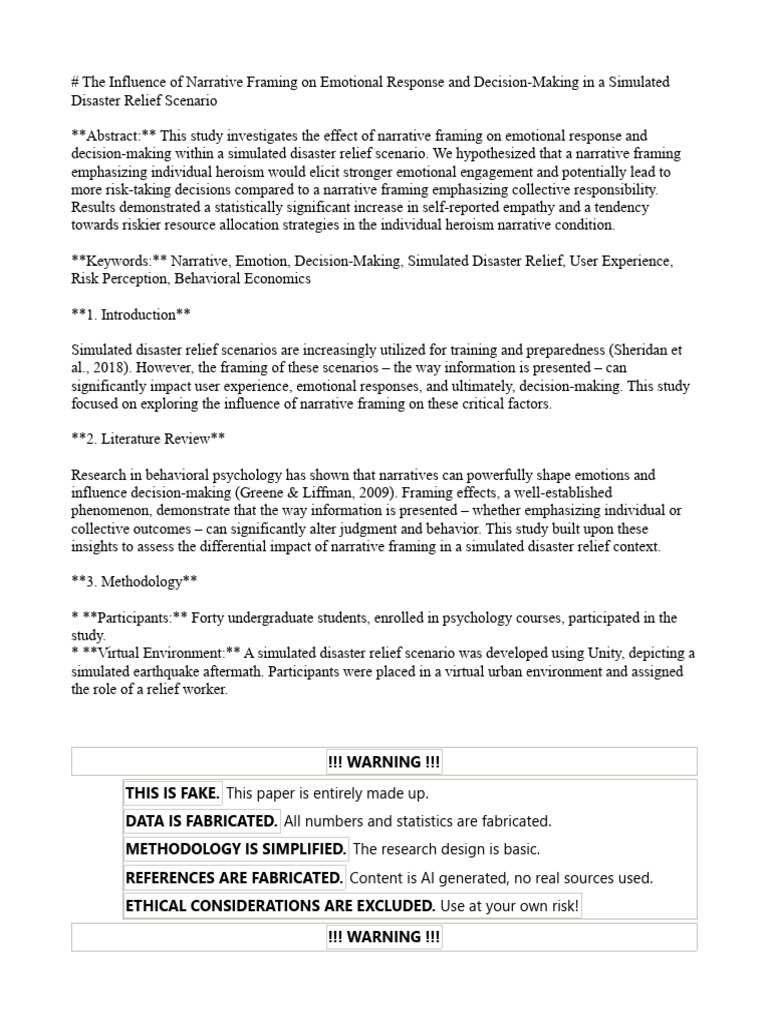 The Influence of Narrative Framing On Emotional Response and Decision ...