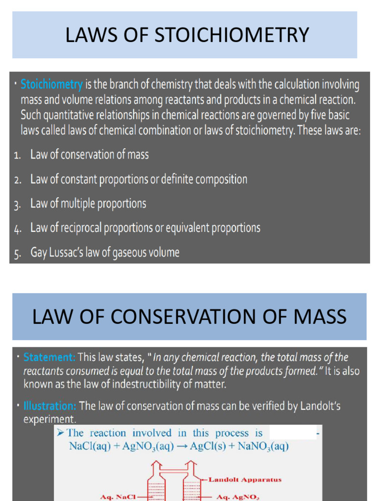 Laws of Stoichiometry | PDF | Stoichiometry | Oxide