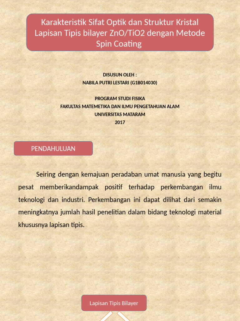 Karakteristik Sifat Optik Dan Struktur Kristal Lapisan Tipis | PDF