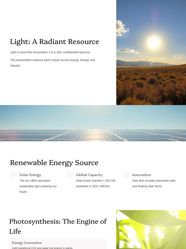 Light - A Radiant Resource | PDF | Photosynthesis | Solar Energy