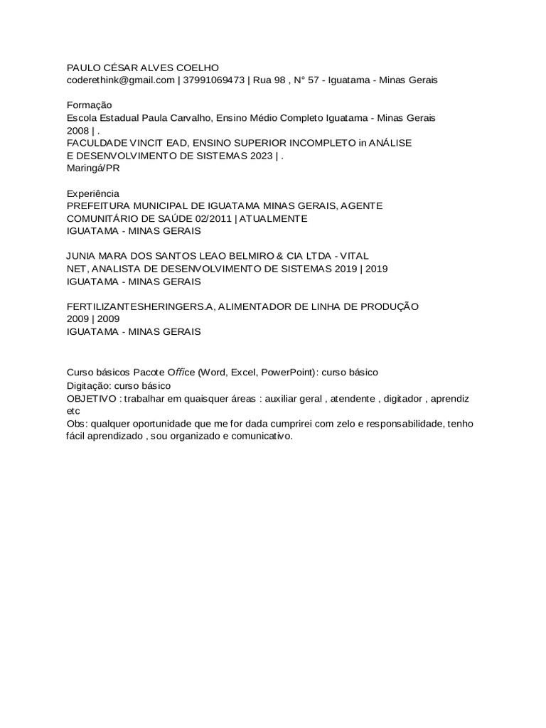 Paulo Curriculum Vitae 2025 | PDF