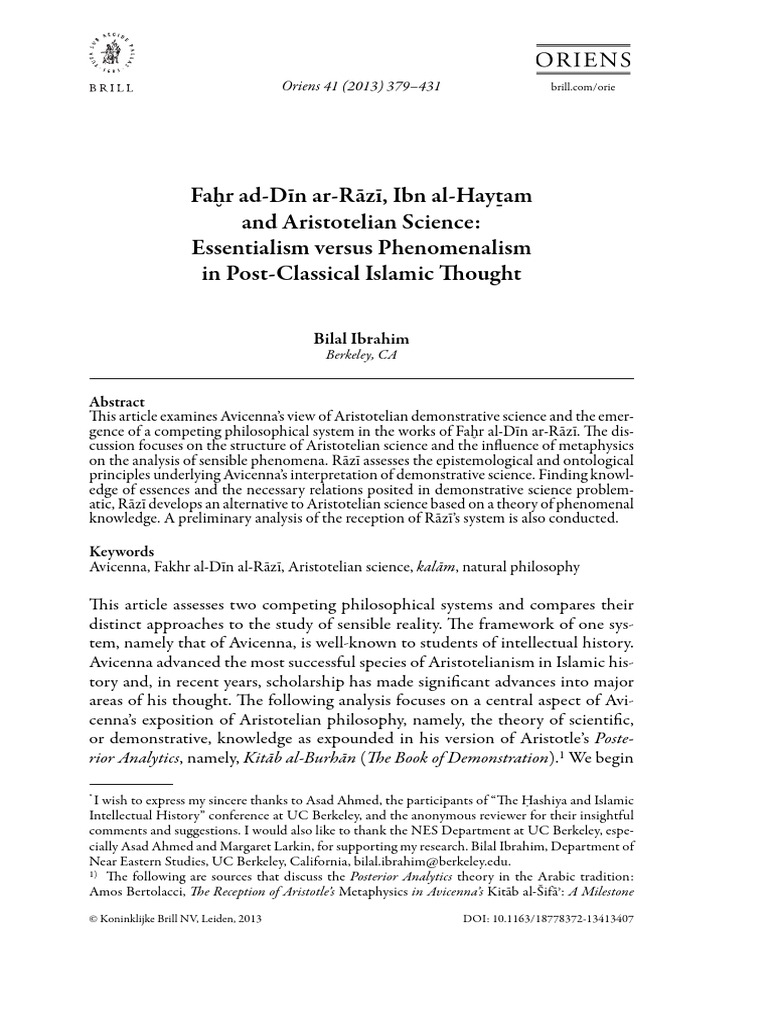 Essentialism Vs Phenomenalism | PDF | Islamic Philosophy | Aristotle