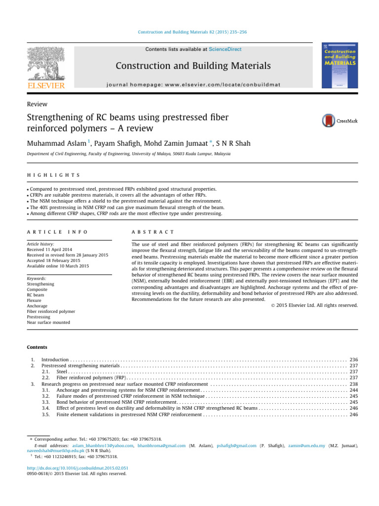 Strengthening RC Beams Using Prestressed FRPs | PDF | Fibre Reinforced ...