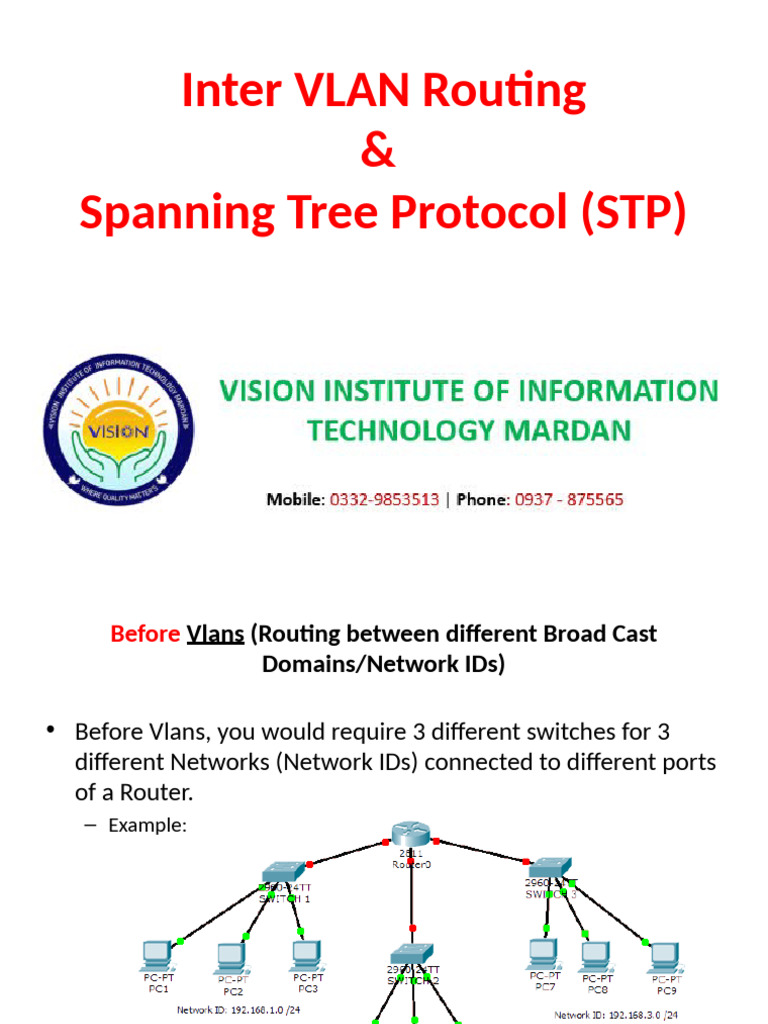 Lecture - 27 - Switching - Inter VLAN Routing - Spanning Tree Protocol | PDF | Data Transmission ...
