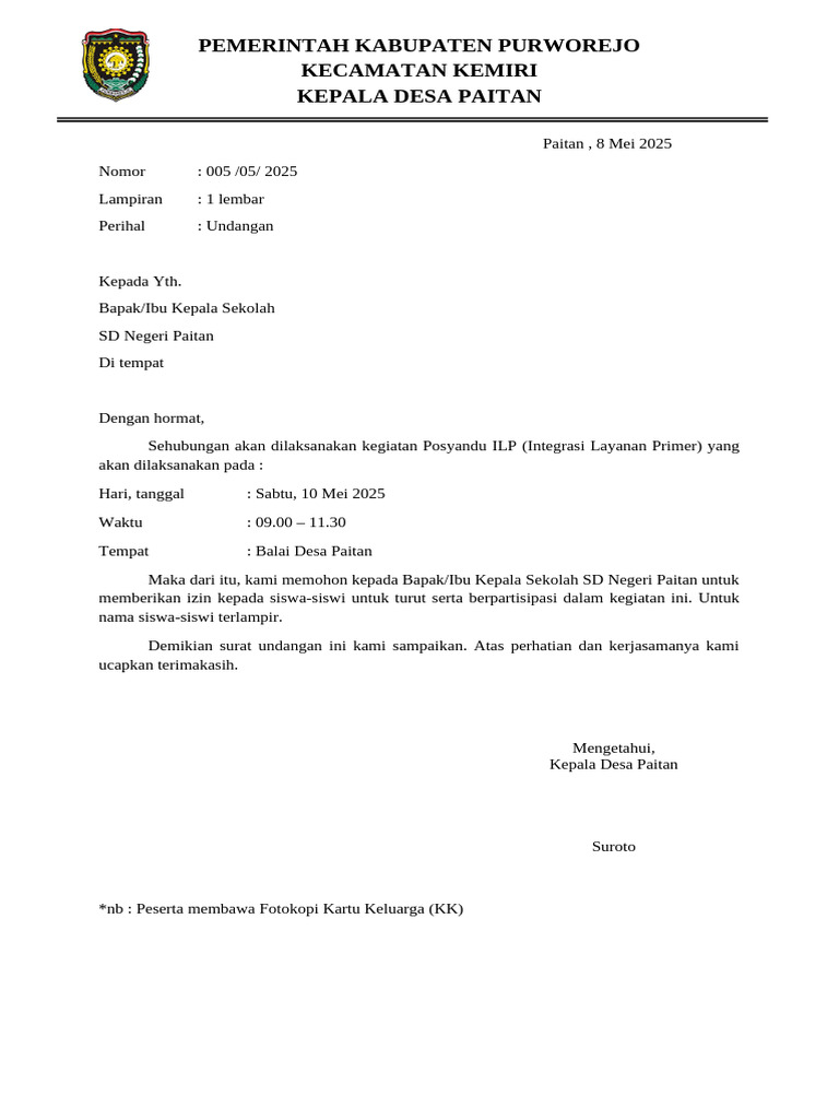 Surat Undangan ILP. | PDF