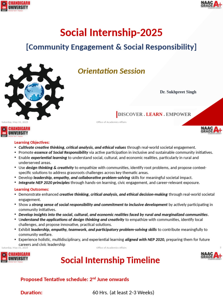 Social Internship Guidelines 2025 | PDF | Creativity | Community