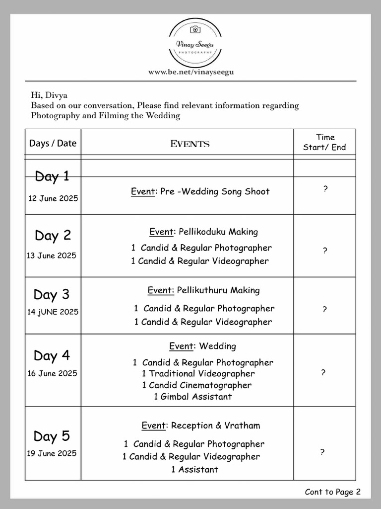 Wedding Quotation | PDF