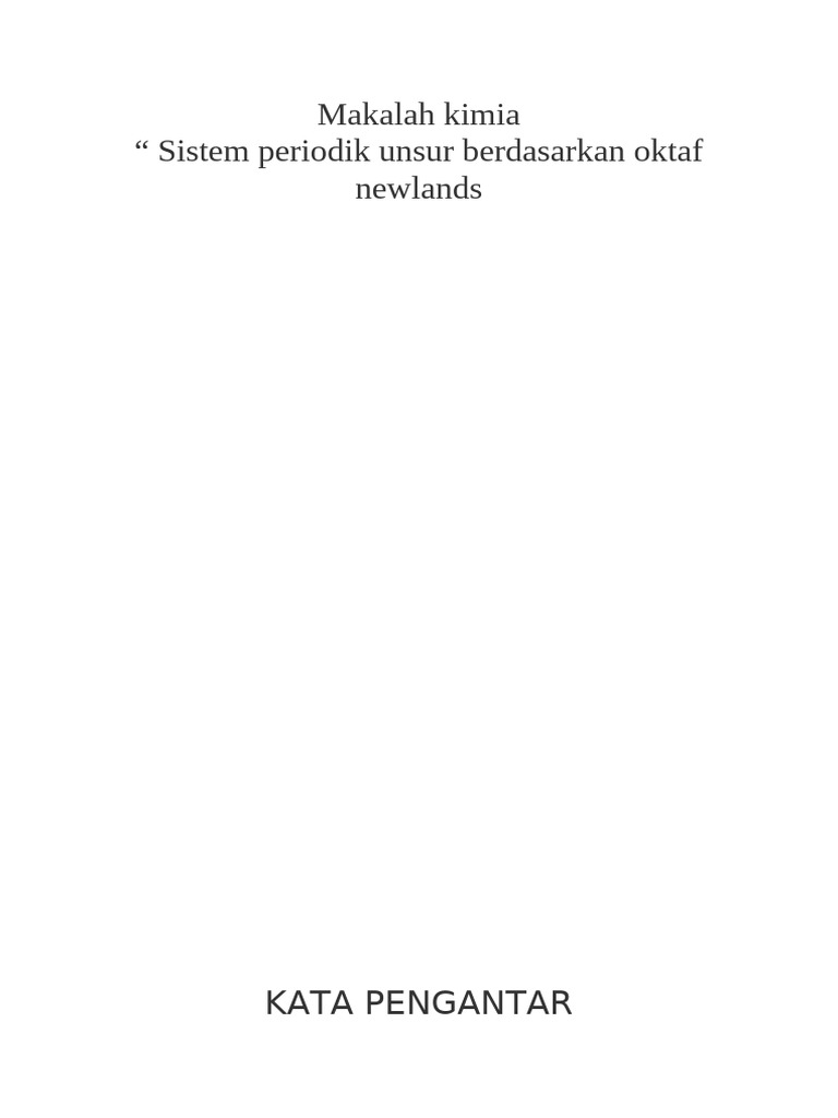 Hukum Oktaf Newlands dalam Kimia | PDF