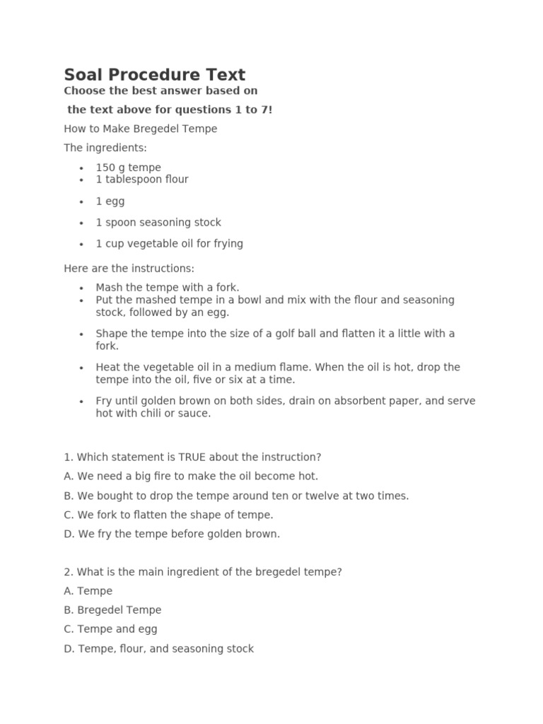Contoh Soal Materi Procedure Text | PDF | Cakes | Western Cuisine