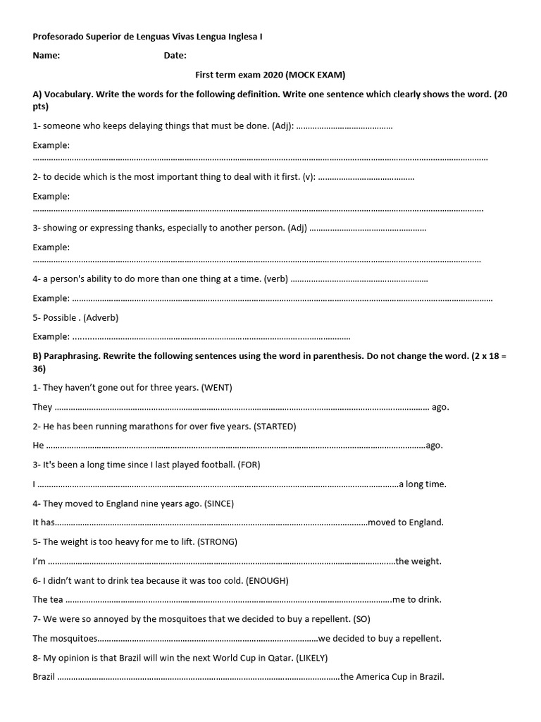 English Language Mock Exam 2020 | PDF | Linguistics | Linguistic Morphology