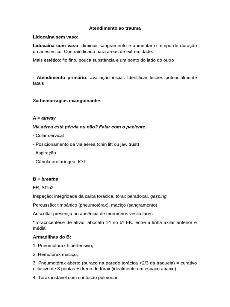 ATLS - Esquema Prático | PDF | Especialidades médicas | Medicina Clínica