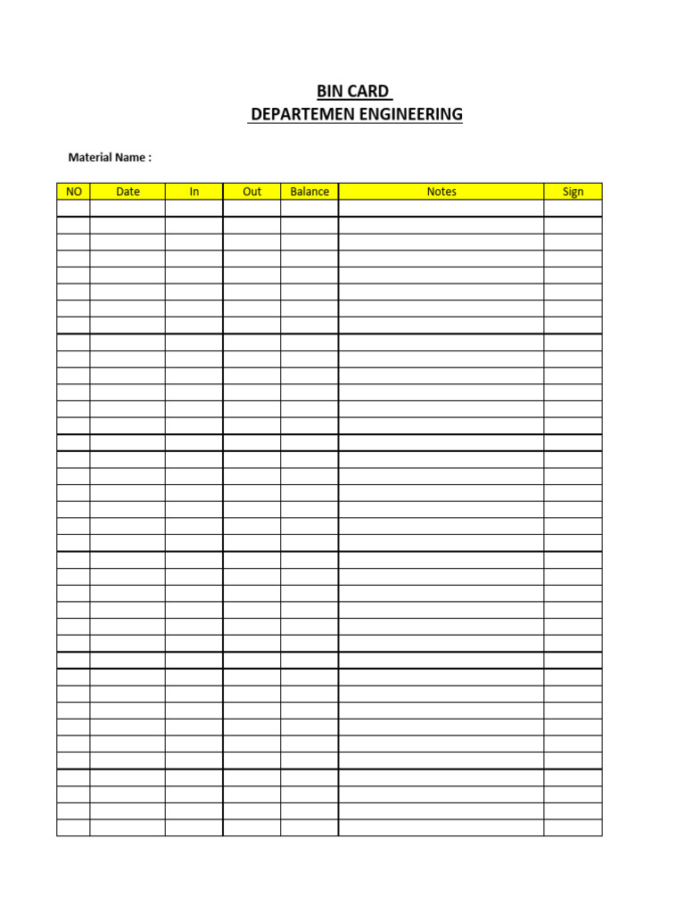 Bin Card Material Engineering | PDF