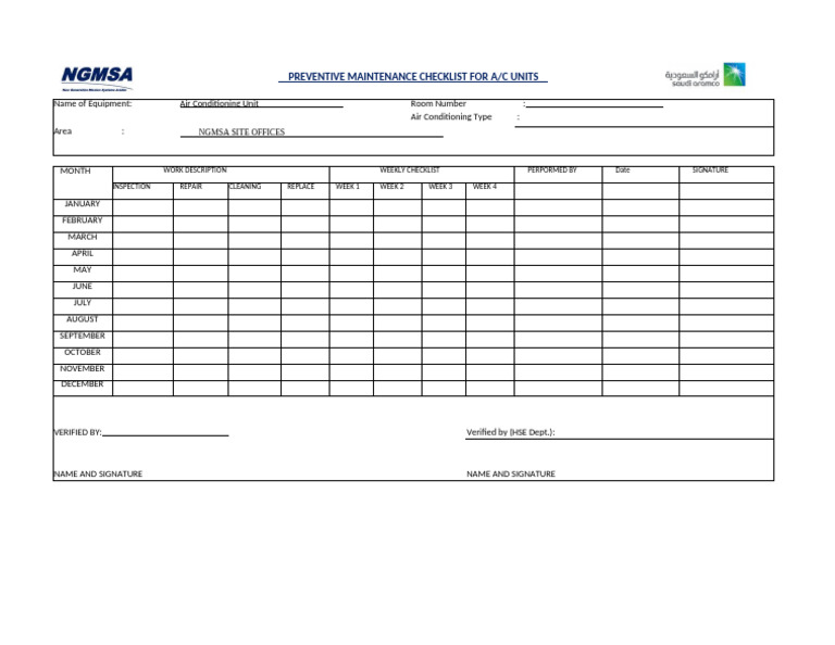 Ac Preventive Maintenance Checklist | PDF