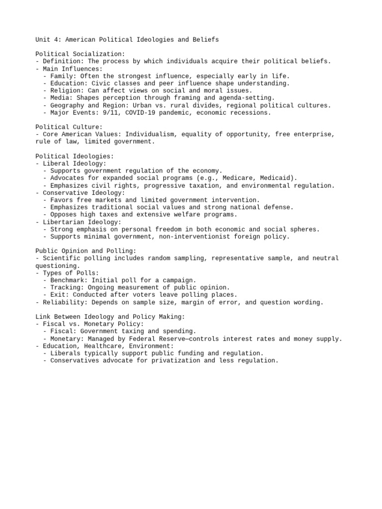 Unit 4 American Political Ideologies and Beliefs (1) | PDF