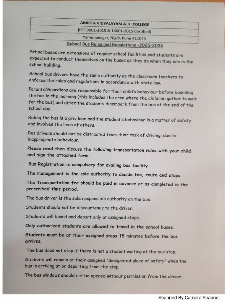 Bus Rules and Regulations | PDF