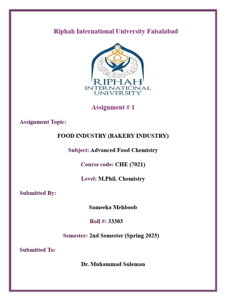 Assignment 1 Sameeka Mehboob | PDF | Cakes | Breads