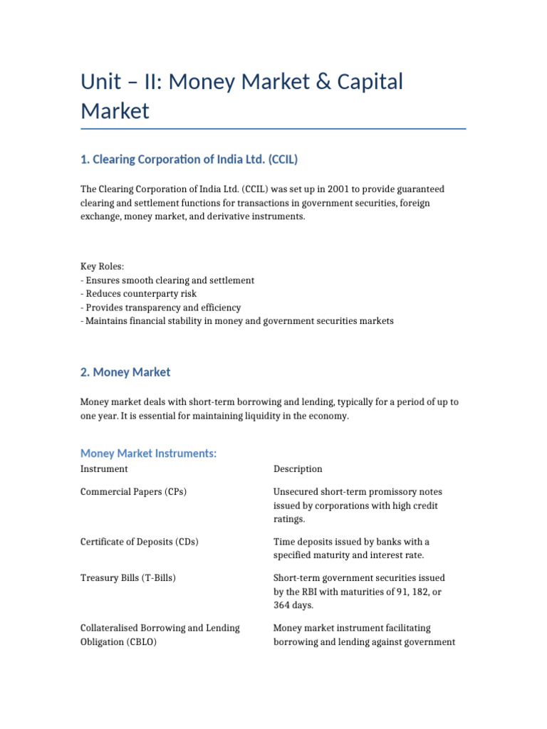 Overview of Money Market Instruments | PDF | Securities (Finance ...