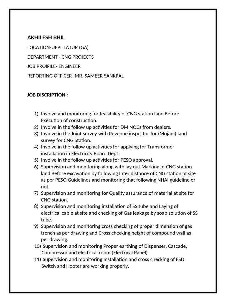 Akhilesh Bhil (CNG - Projects) | PDF