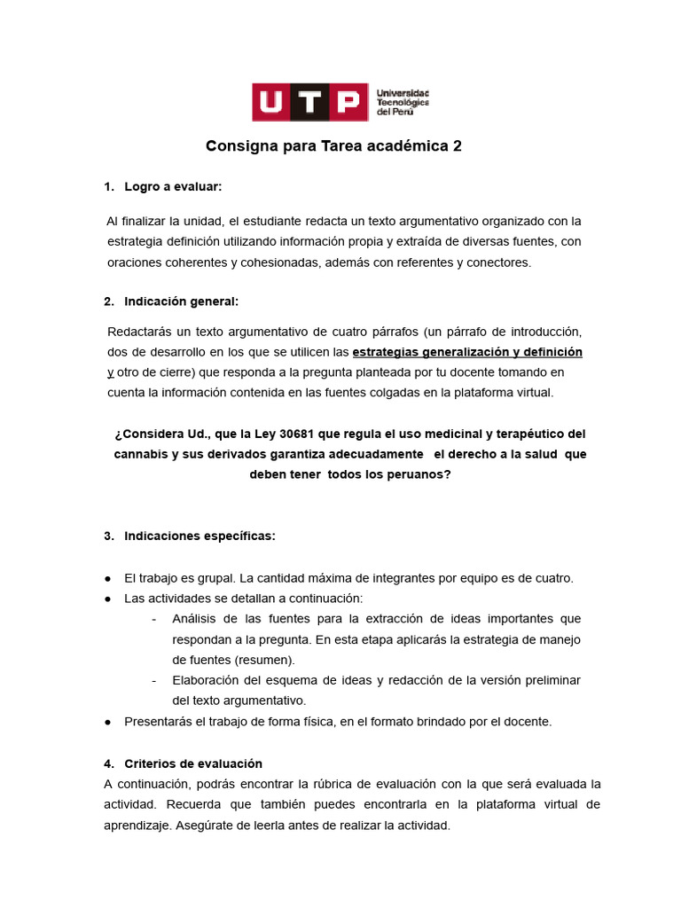 Ta2 - Indicaciones y Rúbrica - N01i | PDF | Coma | Puntuación