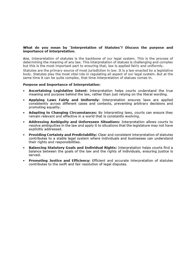 Interpretation of Statute | PDF