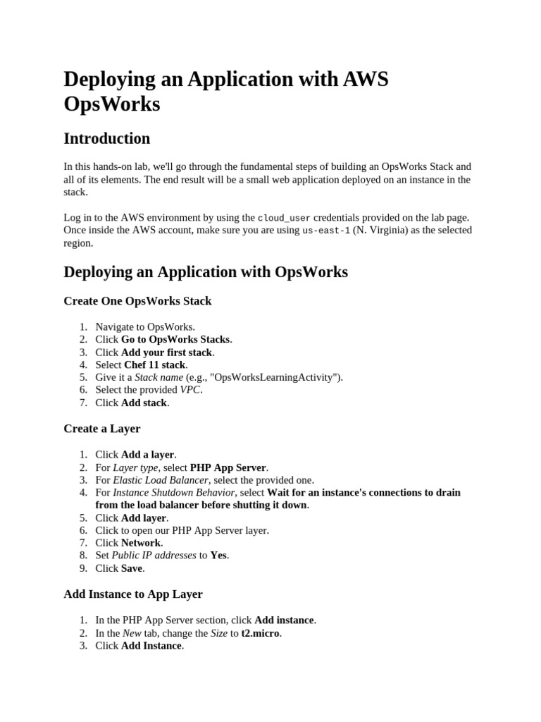 Deploying An Application With AWS OpsWorks | PDF