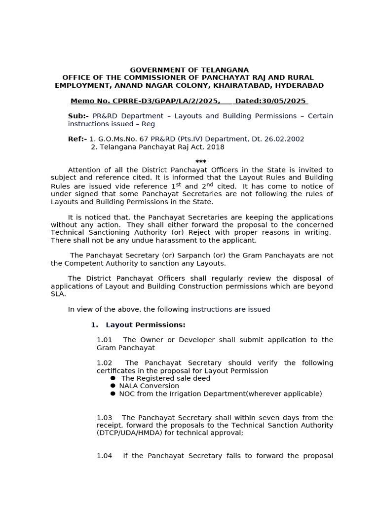 Layouts and Building Permissions Instructions To DPOs | PDF | Justice | Crime & Violence