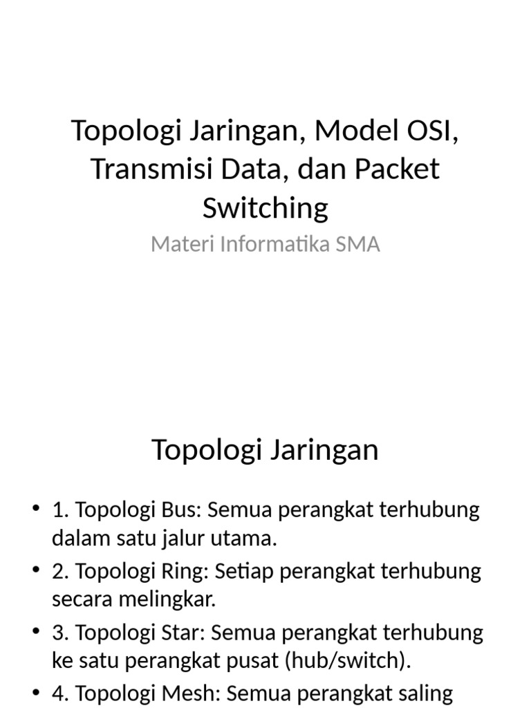 Topologi Jaringan Model OSI Transmisi Data Packet Switching | PDF