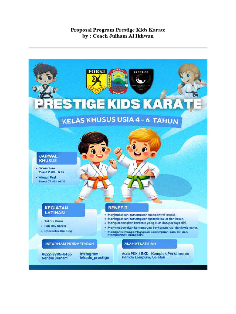 Program Karate Anak Usia Dini | PDF