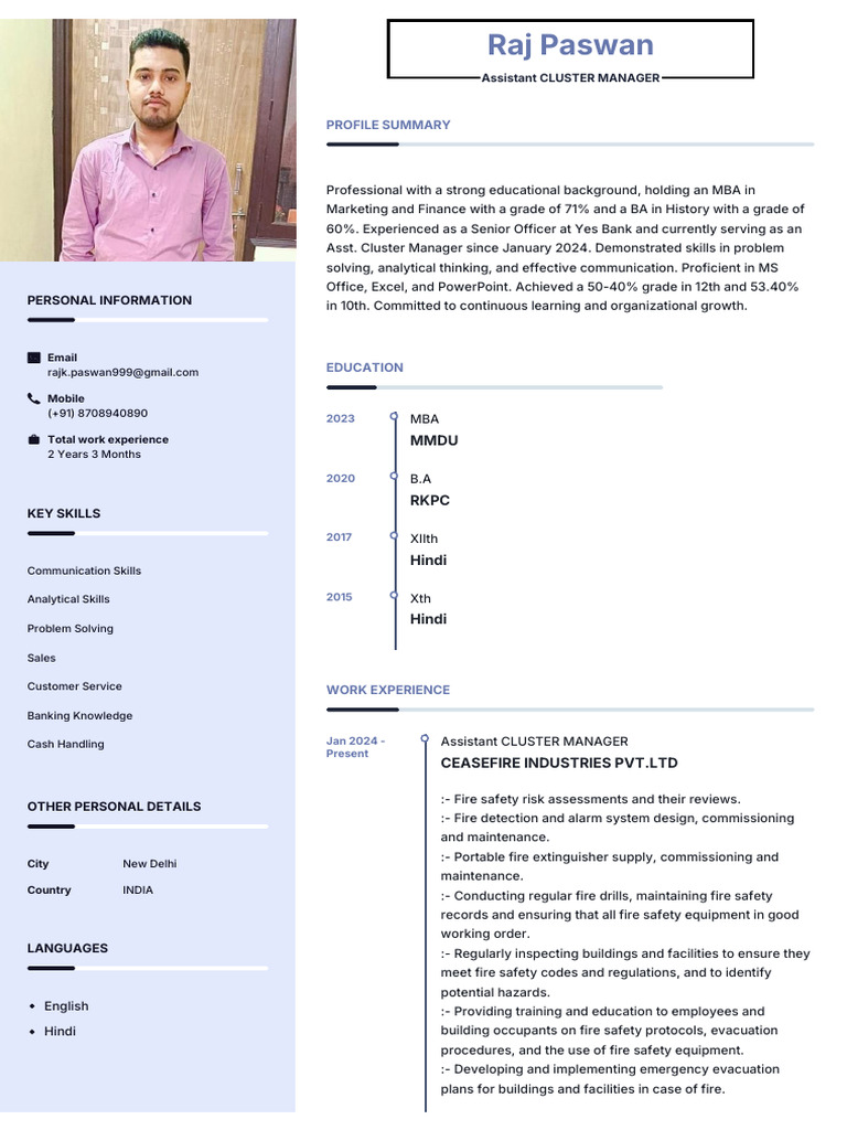 Naukri Raj Paswan 1748102422871 Raj Paswan | PDF | Fire Safety | Banks