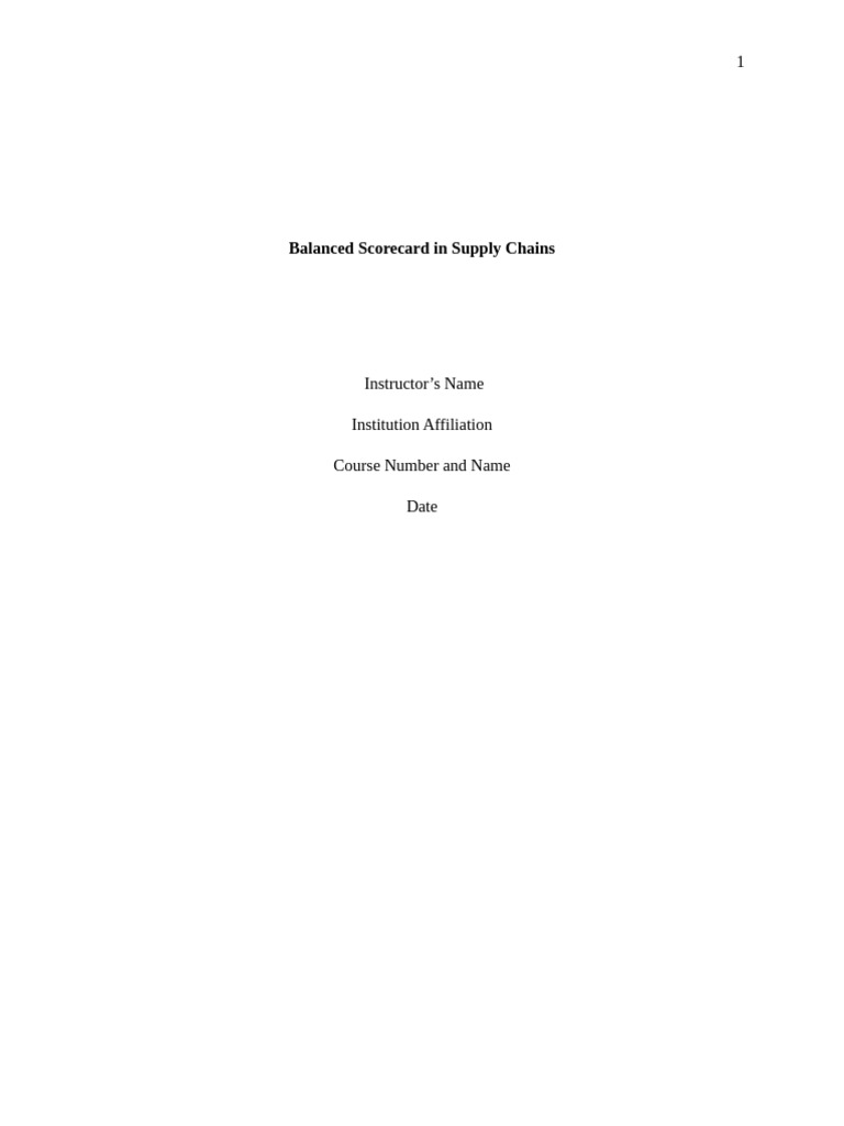 Balanced Scorecard in Supply Chains | PDF | Supply Chain | Innovation