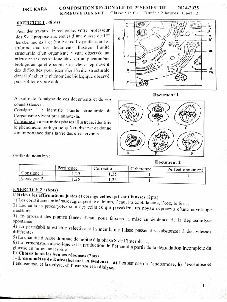 Deux Épreuves SVT | PDF