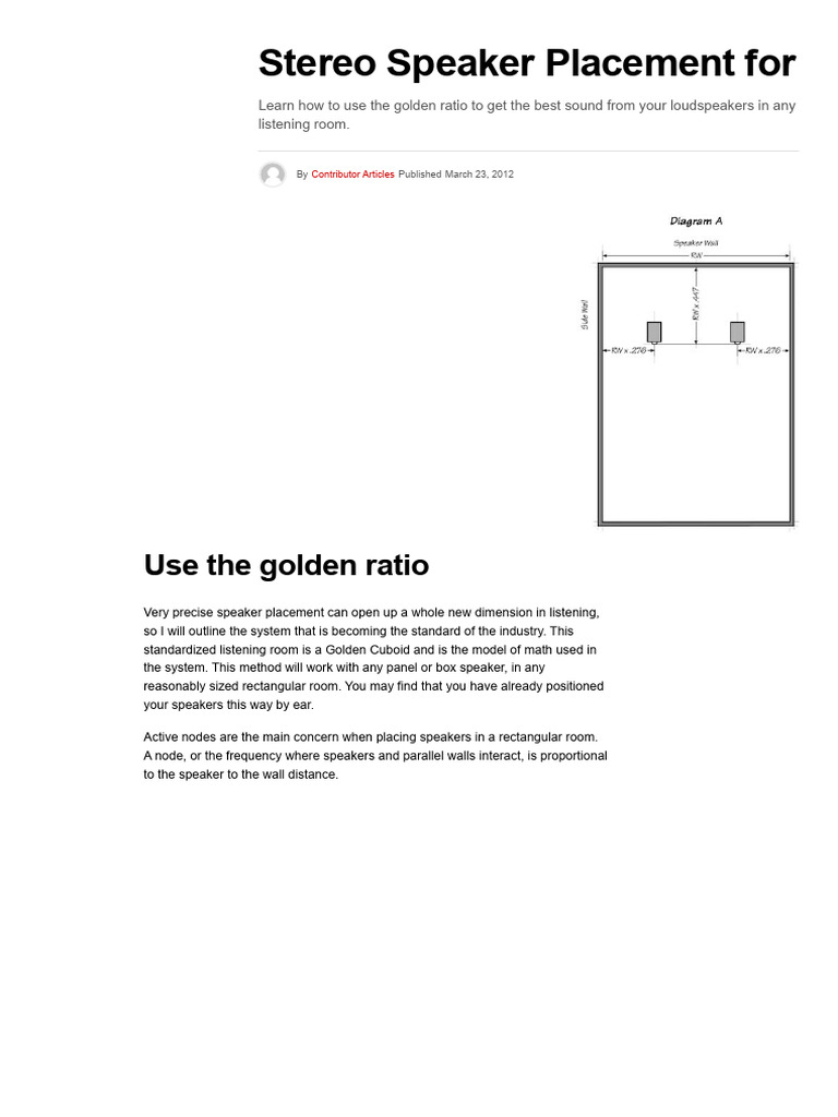 George Cardas - Golden Ratio - Stereo Speaker Placement For Optimum ...