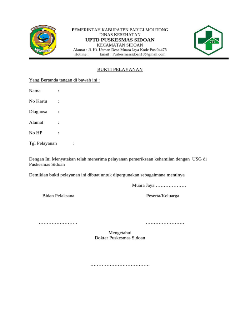 Bukti Pelayanan USG | PDF