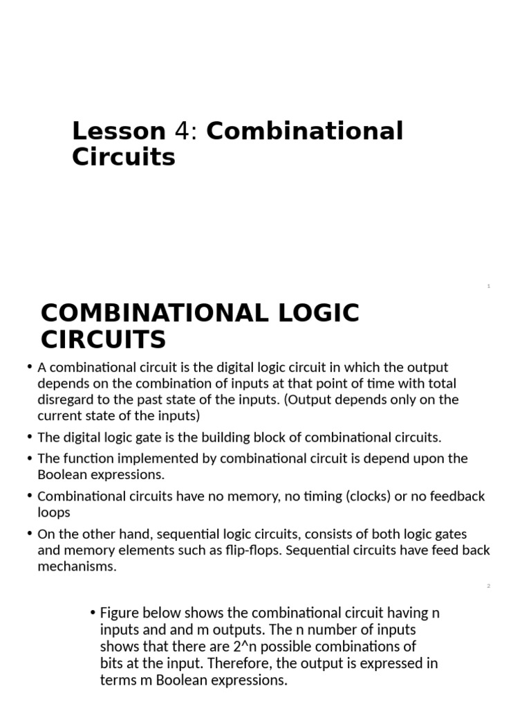 Lesson 4-Combinational Circuits | PDF | Logic Gate | Electronic Design