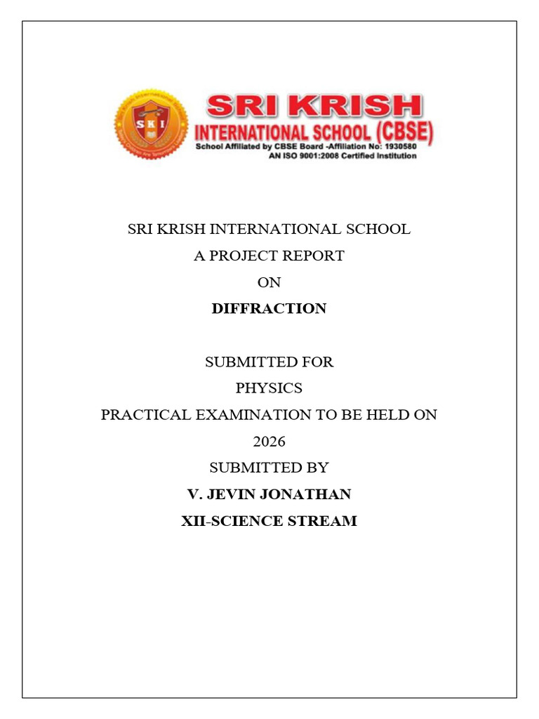 Phy project-Diffraction | PDF | Diffraction | Optics