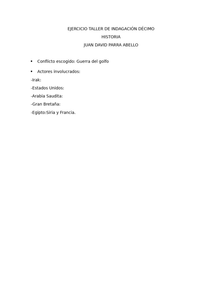 Ejercicio Taller de Indagación Décimo | PDF