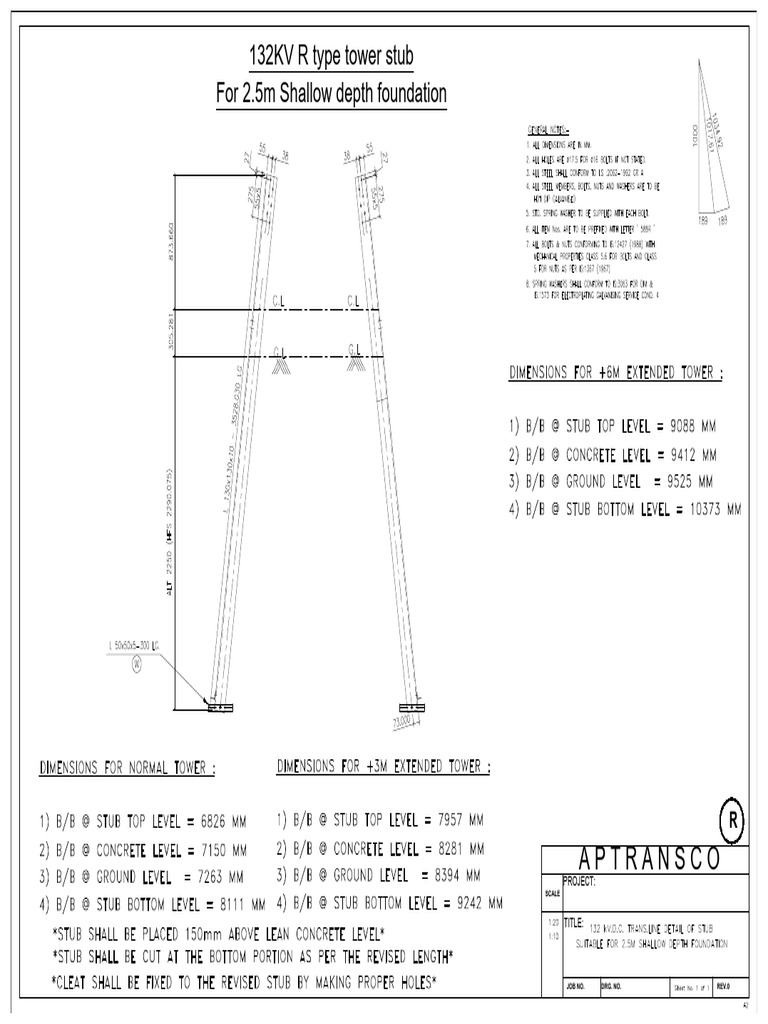 132kv R Type Tower Stub For 2.5m Shallow Depth Foundation | PDF