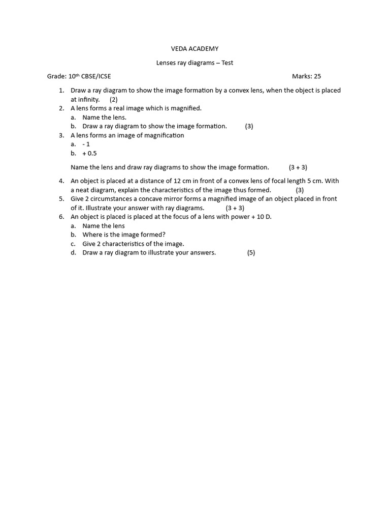 Ray Diagrams for 10th Grade Lenses | PDF