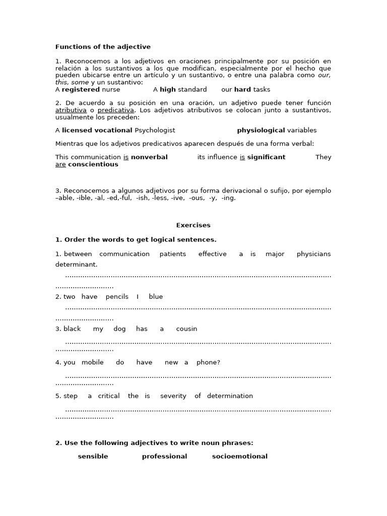 Functions of The Adjective. Attributive and Predicative | PDF