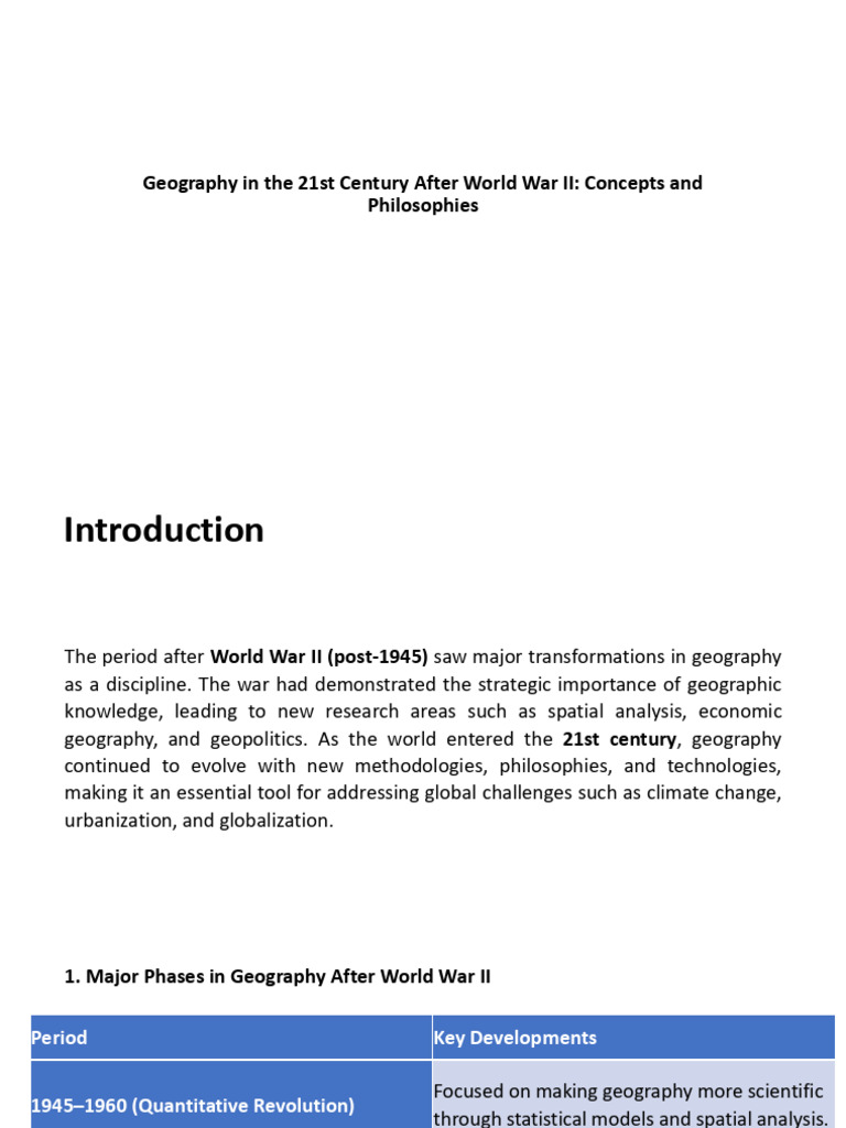 Geography in The 21st Century After World War II | PDF | Geography ...