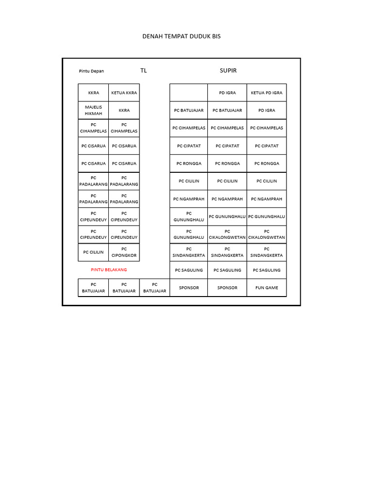 DENAH TEMPAT DUDUK DI BIS | PDF