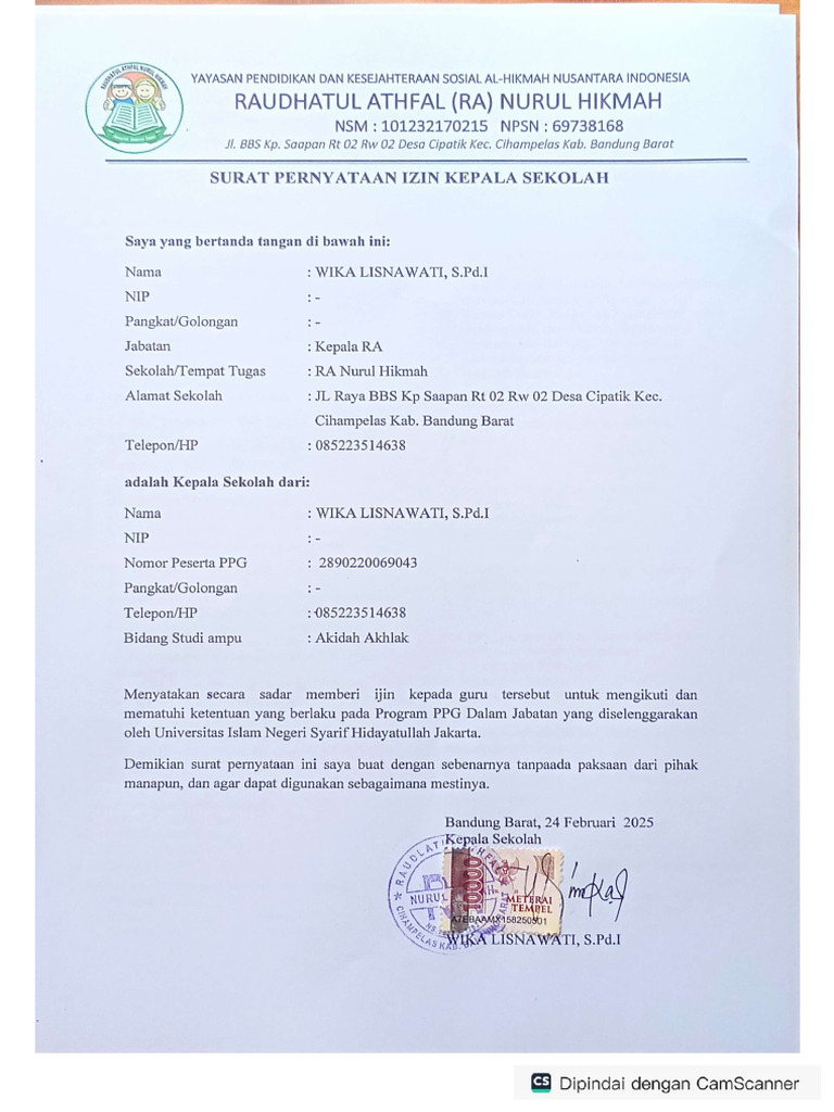 Surat Ijin Kepala | PDF