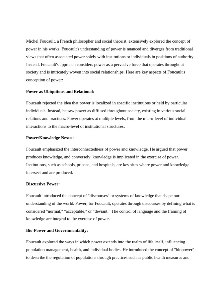 Foucault's Power: Concepts and Implications | PDF | Discourse | Michel ...