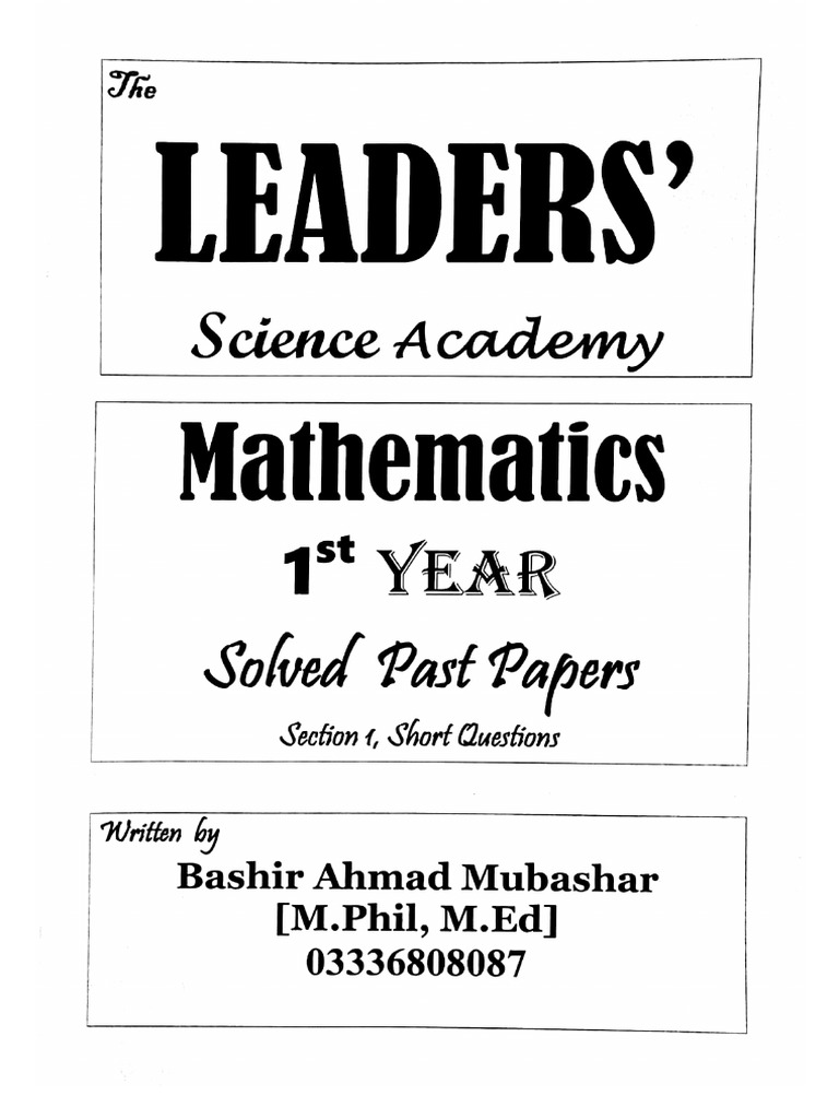 Mathematics 1st Year Section 1 | PDF
