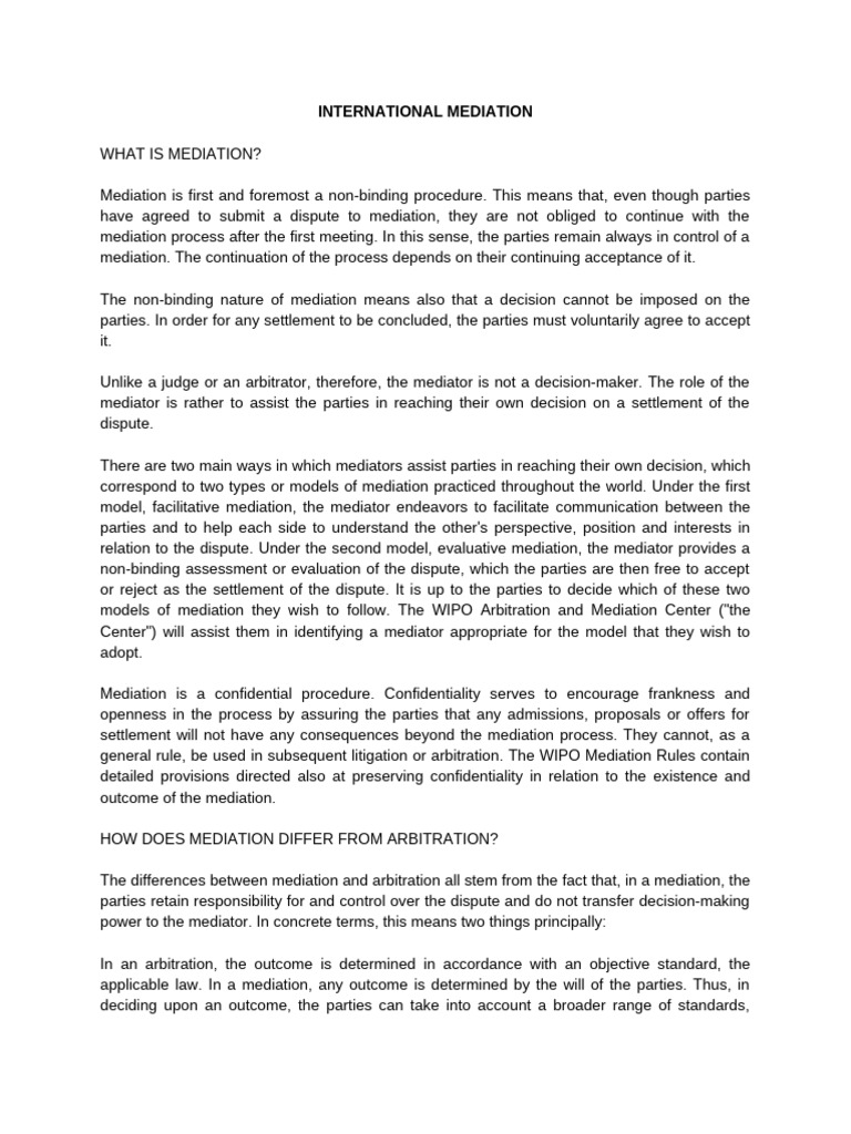 International Mediation | PDF | Mediation | Arbitration