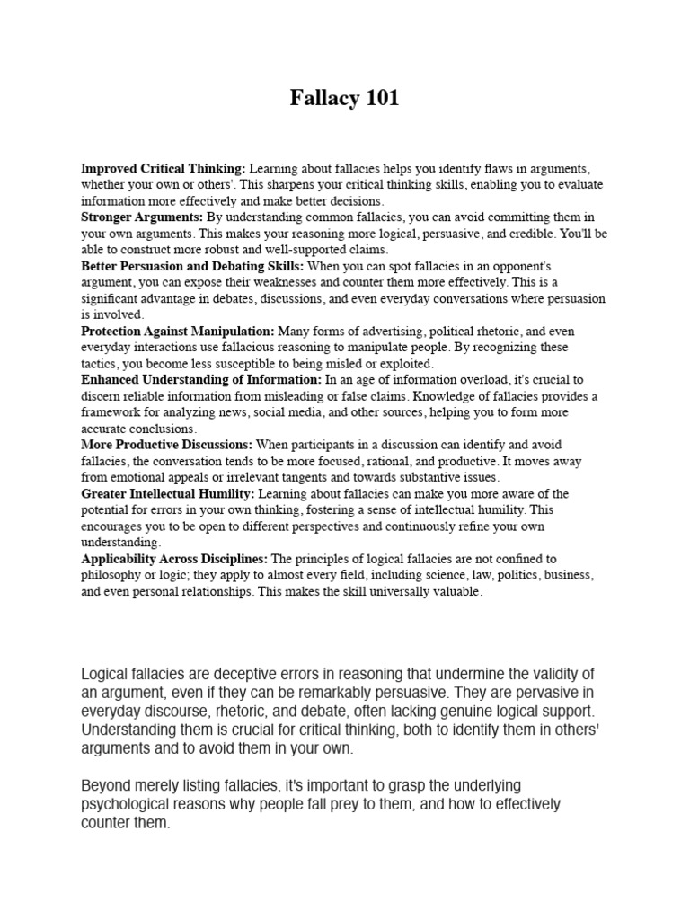 Fallacy 101 | PDF | Fallacy | Argument