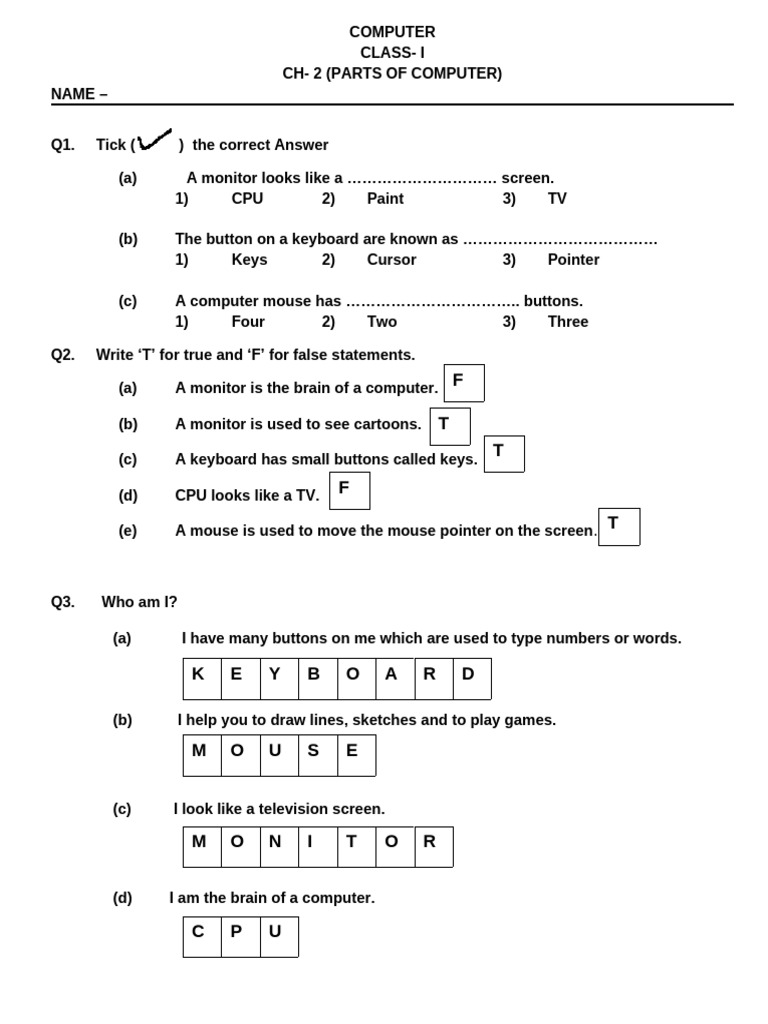 Computer Work Sheet 14 Apr 20 | PDF