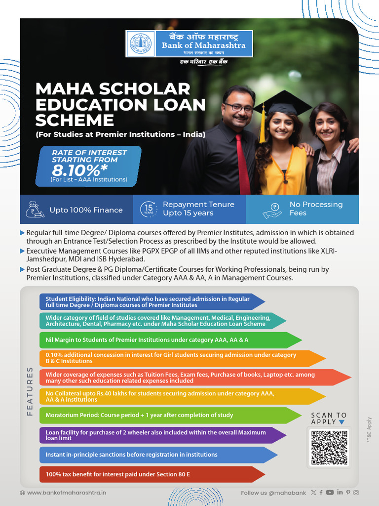 Bank of Maharashtra Scholar Loan | PDF | Student Loan