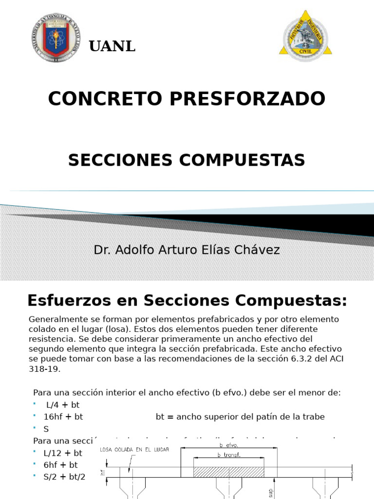 Presforzado-Secc. Compuestas 5 LP | PDF | Ingeniería estructural | Ingeniería de Edificación